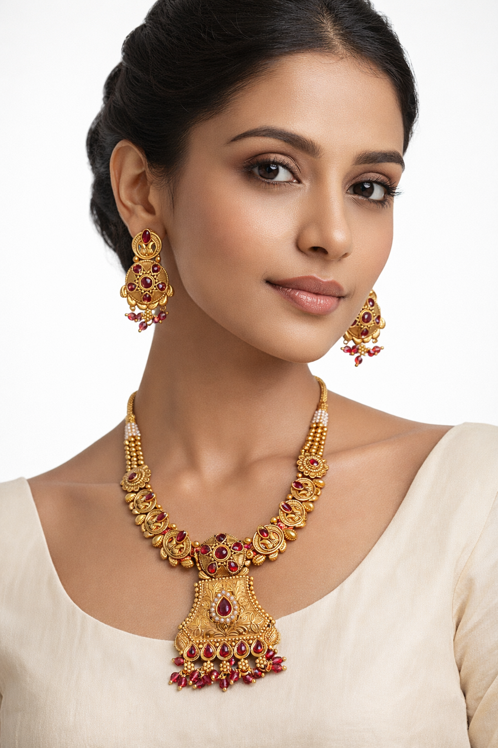 Ruby Royale Temple Pendant Necklace – House of Meira